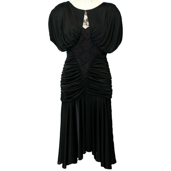 Filigree | Dresses | Vtg Filigree Black Body Con Rouched Long Dress ...